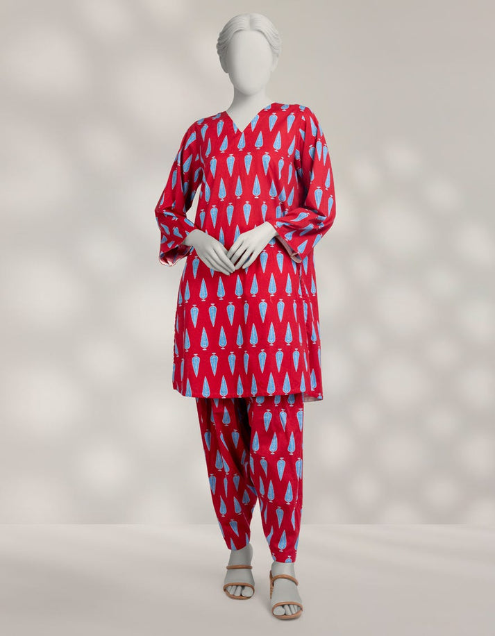 RED CAMBRIC PRINTED CO-ORD SET – J.